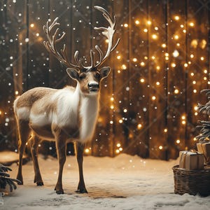 Reindeer Christmas Digital Backdrop Holiday Portrait Photography ...