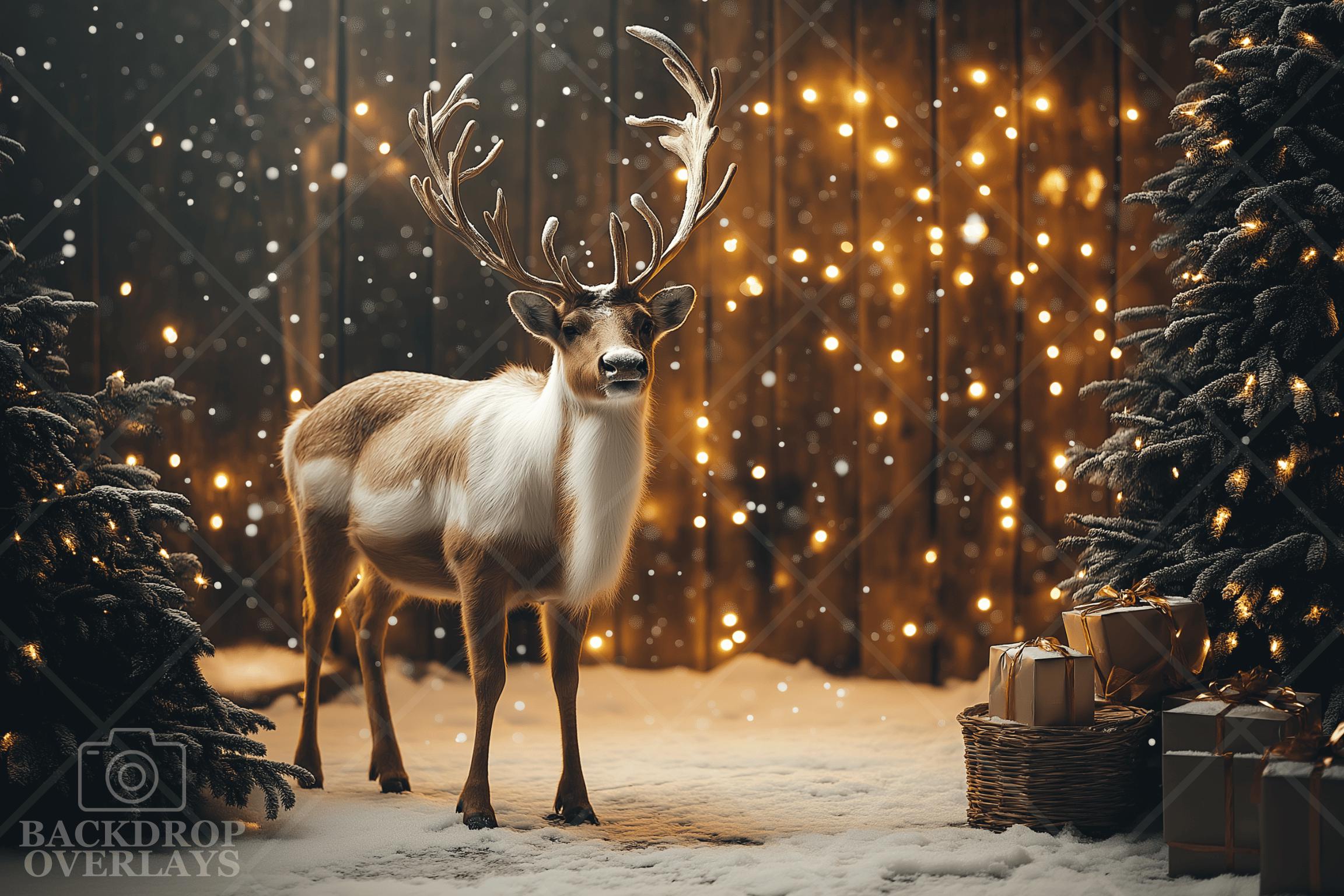 Reindeer Christmas Digital Backdrop Holiday Portrait Photography ...