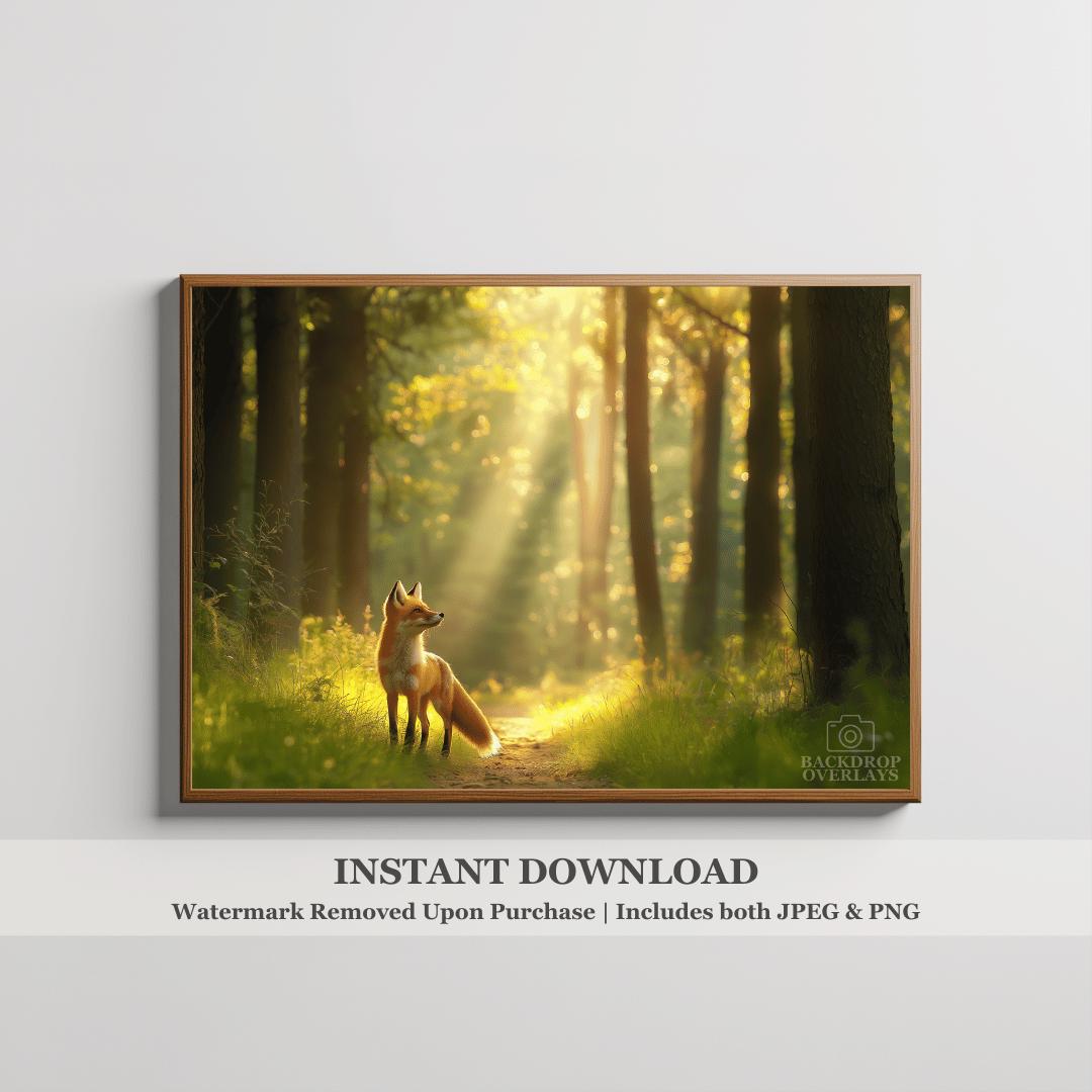 Forest Fox Digital Backdrop Spring Photography Background Digital ...