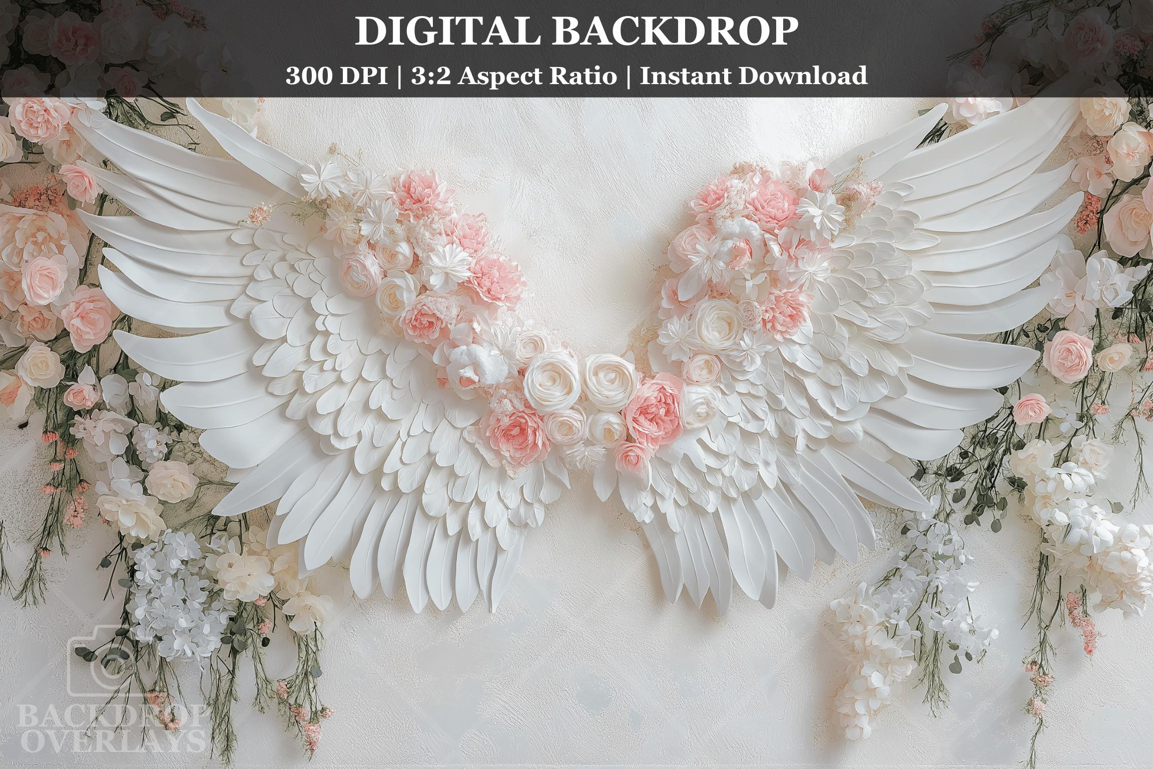 Floral Angel Wings Digital Backdrop Rose Studio Portrait Fine Art ...