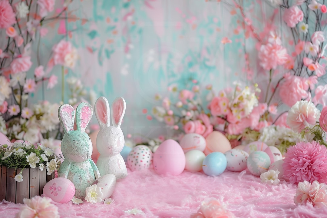 Easter Digital Backdrop Easter Bunny Digital Background Spring Kids ...
