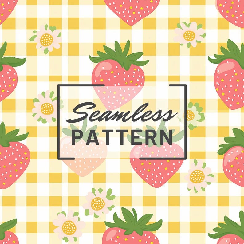 Strawberry Gingham Seamless Pattern Summer Tile Background Repeating ...