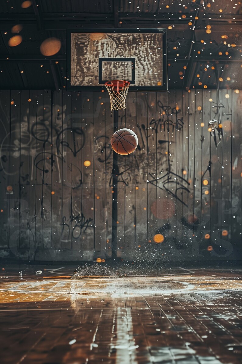 Basketball Digital Backdrop Basketball Hoop Digital Background ...