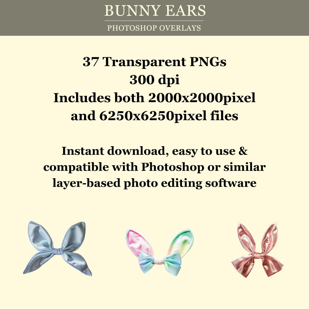 Bunny Ears Photography Overlays Easter Bunny Kids Portrait Studio Photo ...