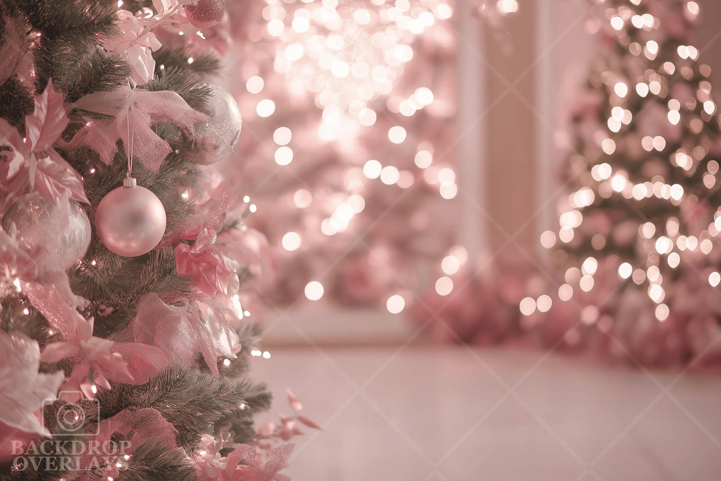 Soft Pink Christmas Digital Backdrop Elegant Holiday Photography ...