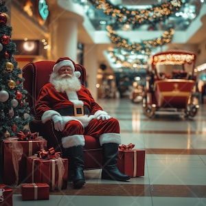 Mall Santa Claus Christmas Digital Backdrop Holiday Photography ...