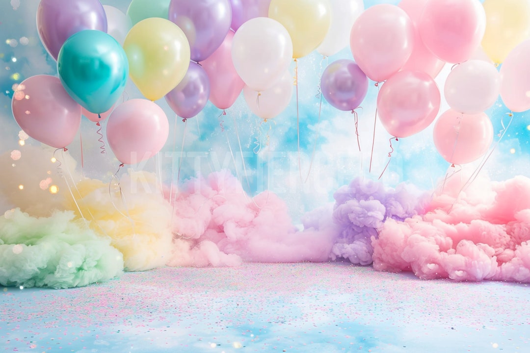 Cotton Candy Digital Backdrop 1st Birthday Digital Background Pastel ...