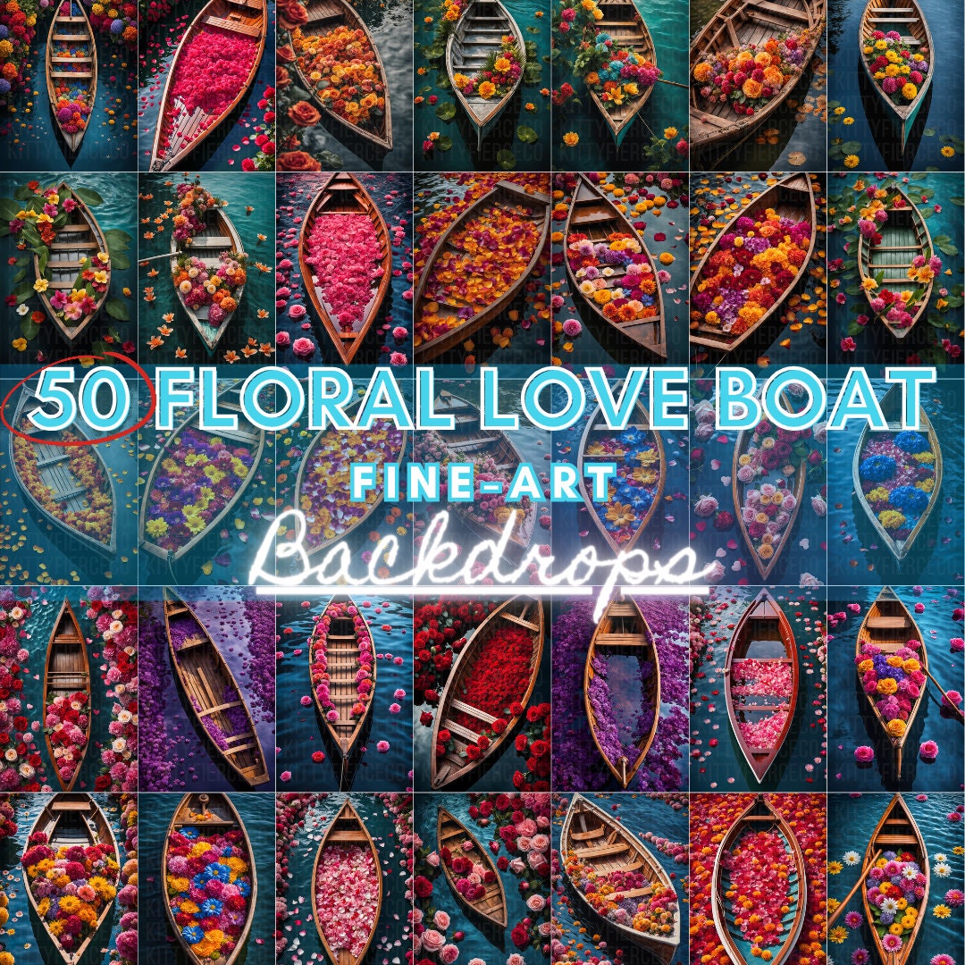 Floral Digital Backdrops Fine Art Row Boat Digital Backgrounds Romantic ...