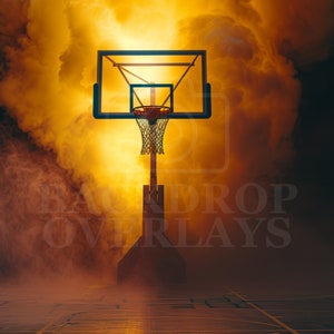Basketball Court Digital Backdrop Yellow Smoke Background Team Sports ...
