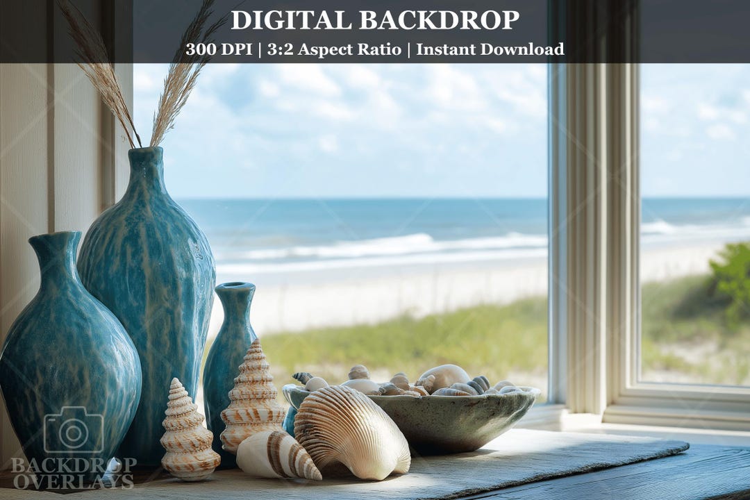 Summer Beach House Digital Backdrop Virtual Meeting Background ...