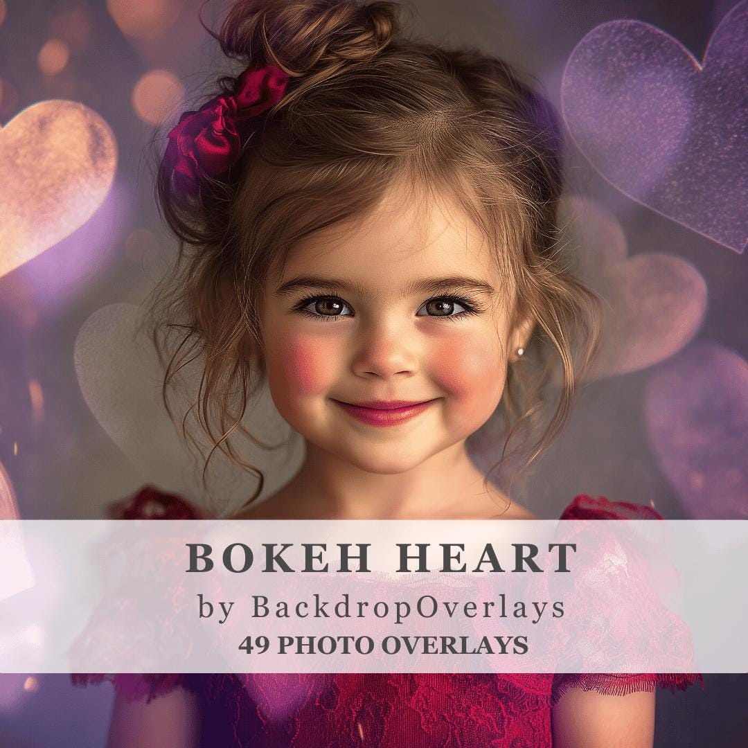 Heart Bokeh Photo Overlays Valentines Photography Overlays Digital ...