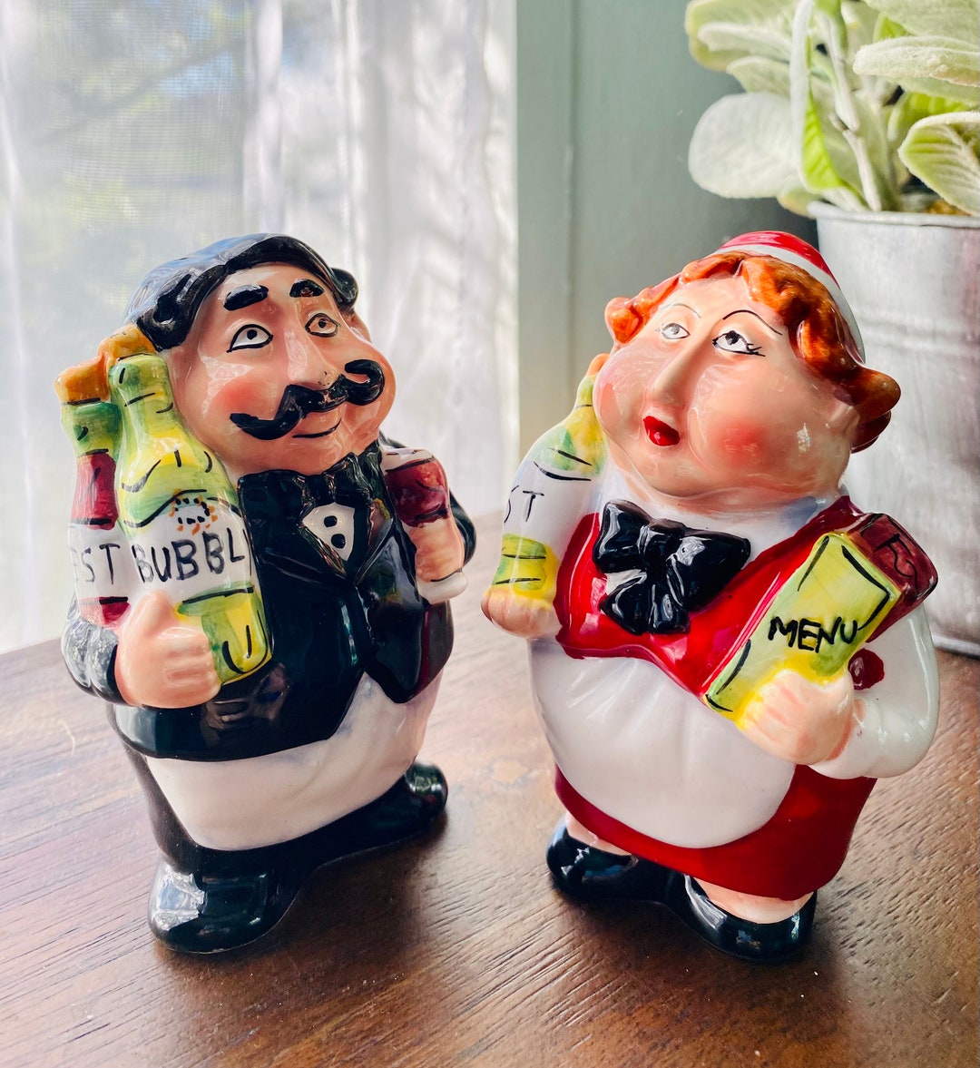 Rare Vintage Chef Butler Waiter Waitress Salt & Pepper Shaker - Etsy
