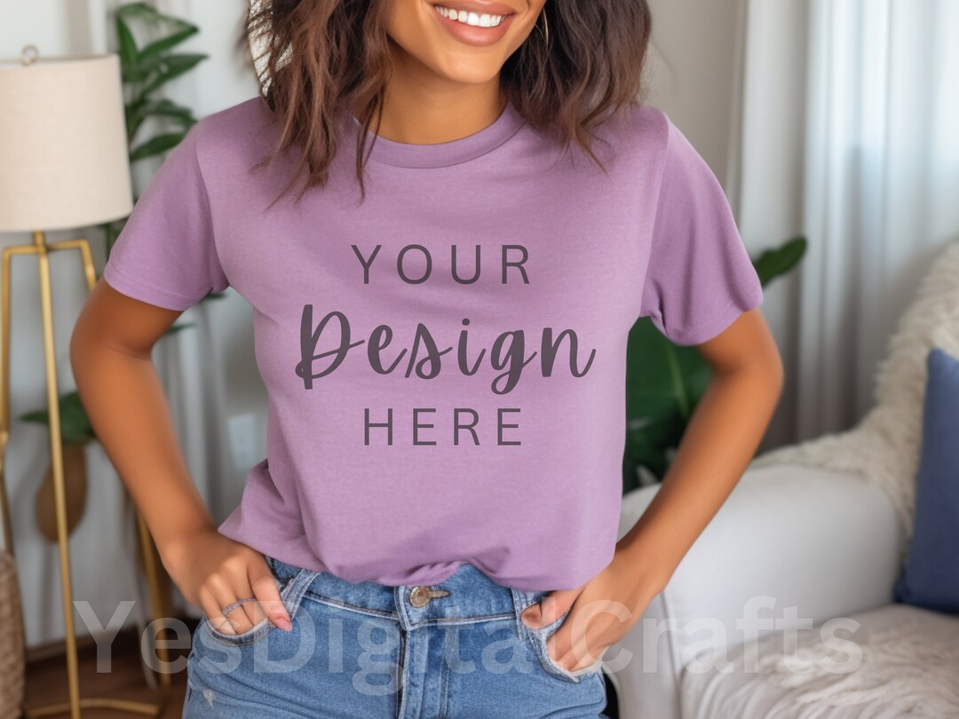 Heather Orchid Bella Canvas, Bella Canvas 3001 TShirt Mockup, Shirt ...