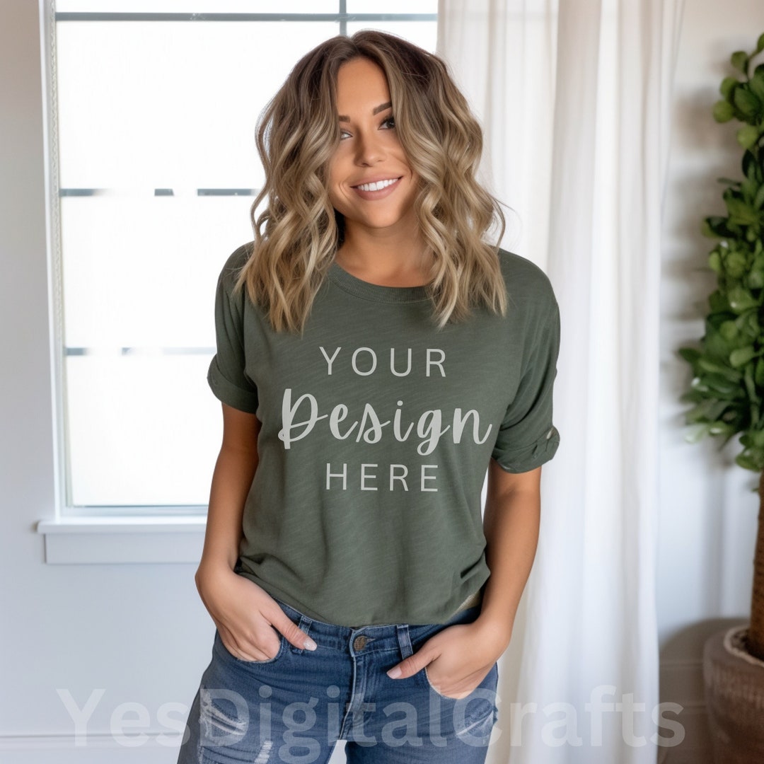 Heather Forest Green Bella Canvas 3001 TShirt Mockup Grünes - Etsy.de