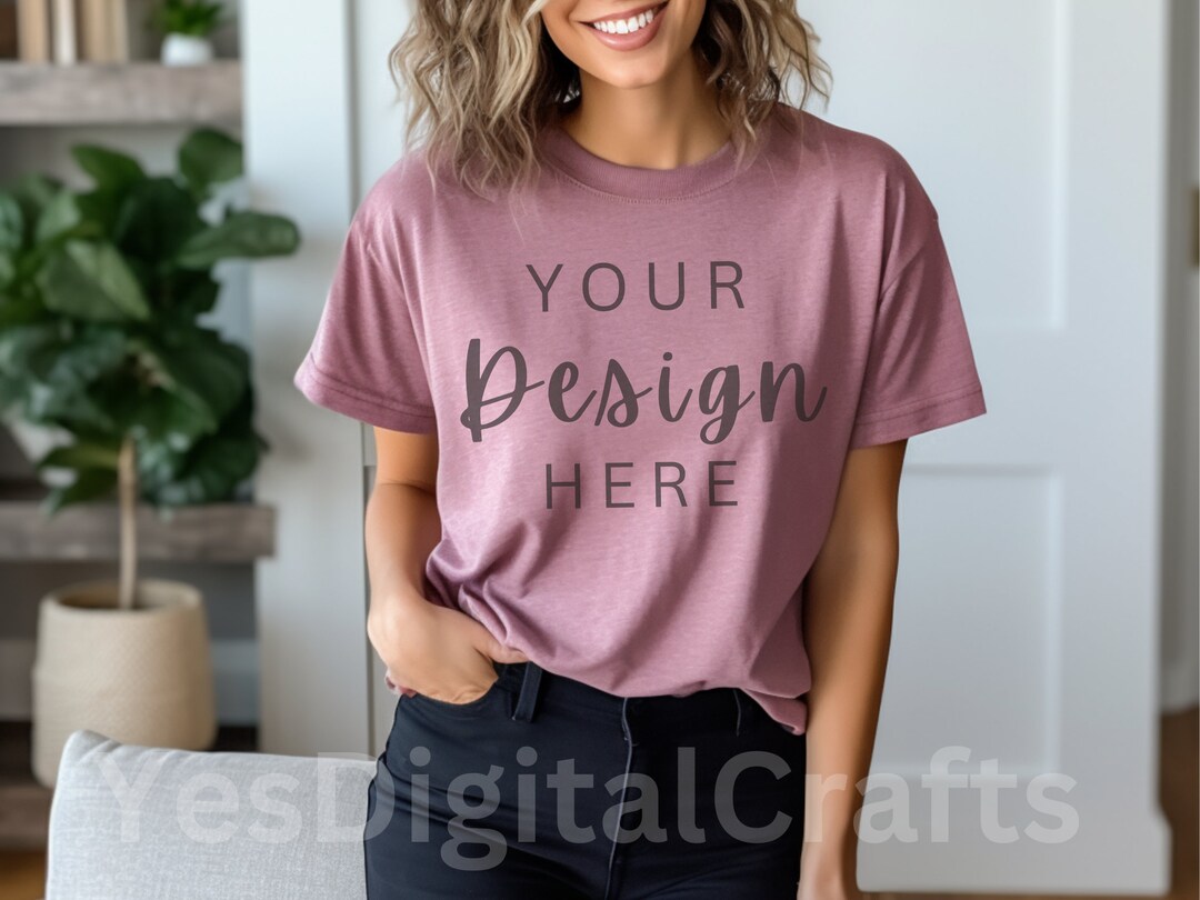 Heather Mauve Bella Canvas Shirt Mockup Bella Canvas 3001 Tshirt Mockup ...