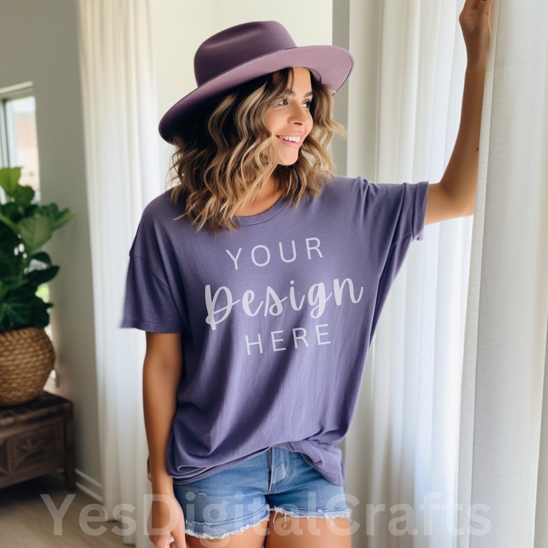 Comfort Colors C1717 Grape Shirt Mockup | CC Grape Tshirt | Oversized ...