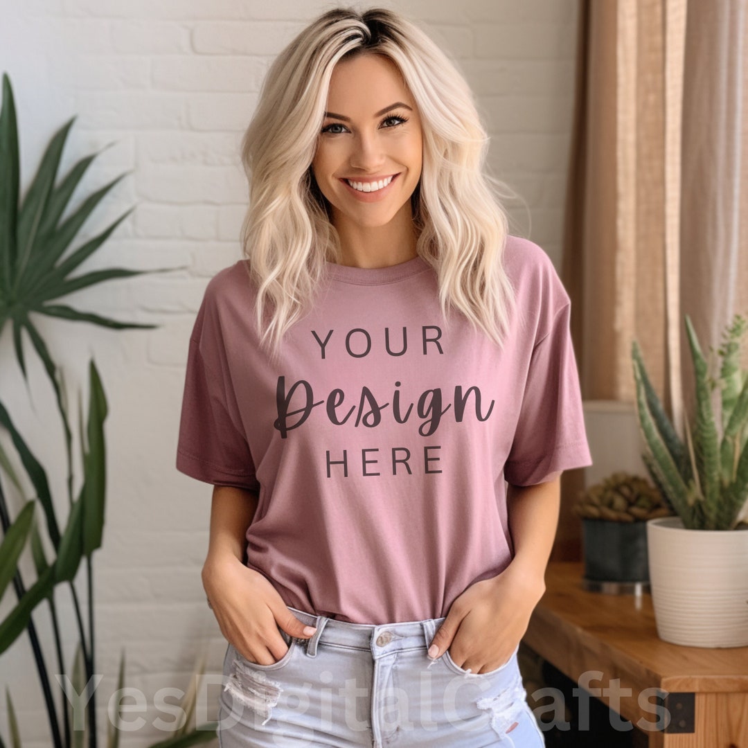 Heather Mauve Bella Canvas Shirt Mockup Bella Canvas 3001 Tshirt Mockup ...