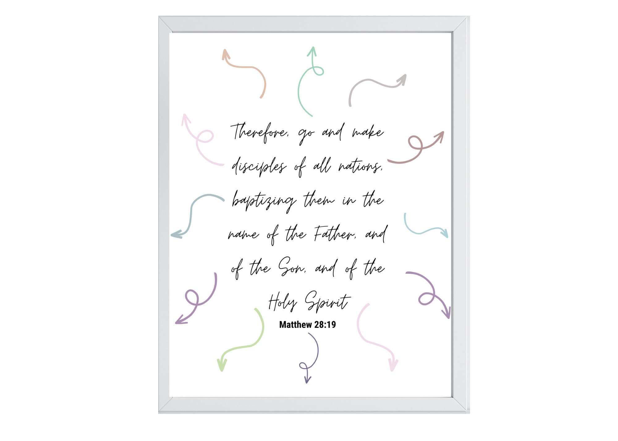 Matthew 29:19, Scripture Wall Art Printable, Therefore GO, Pastels ...