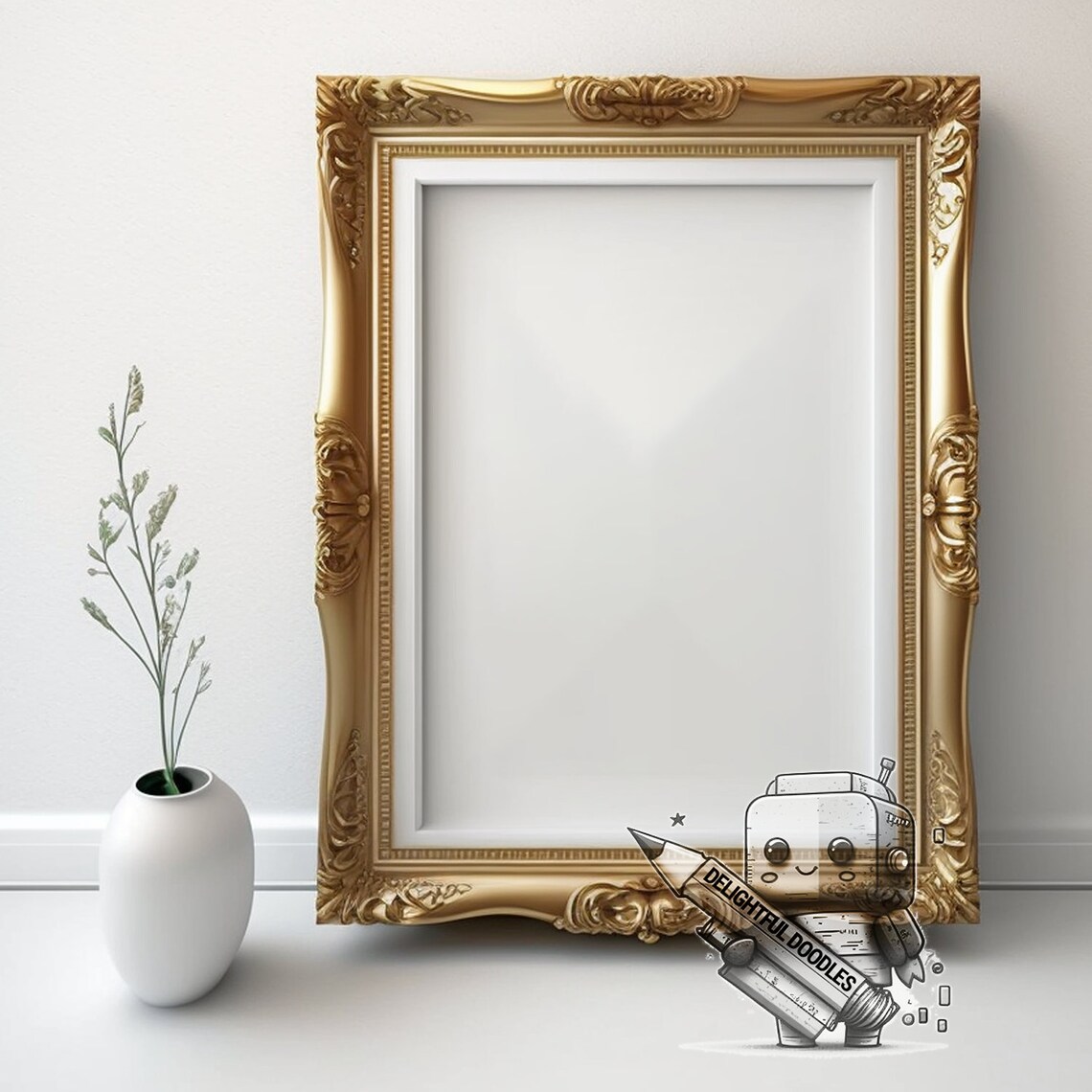 Vintage Gold Frame Mockup, Simple Gold Frame Mockup, Elegant Gold Frame ...
