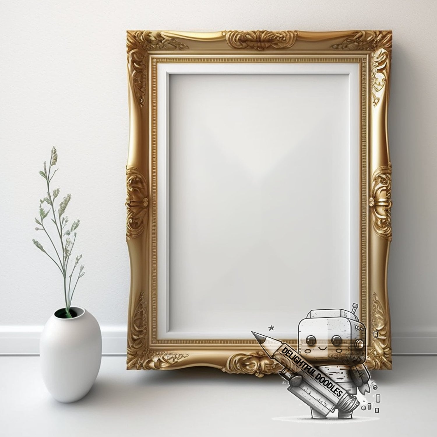 Vintage Gold Frame Mockup, Simple Gold Frame Mockup, Elegant Gold Frame ...