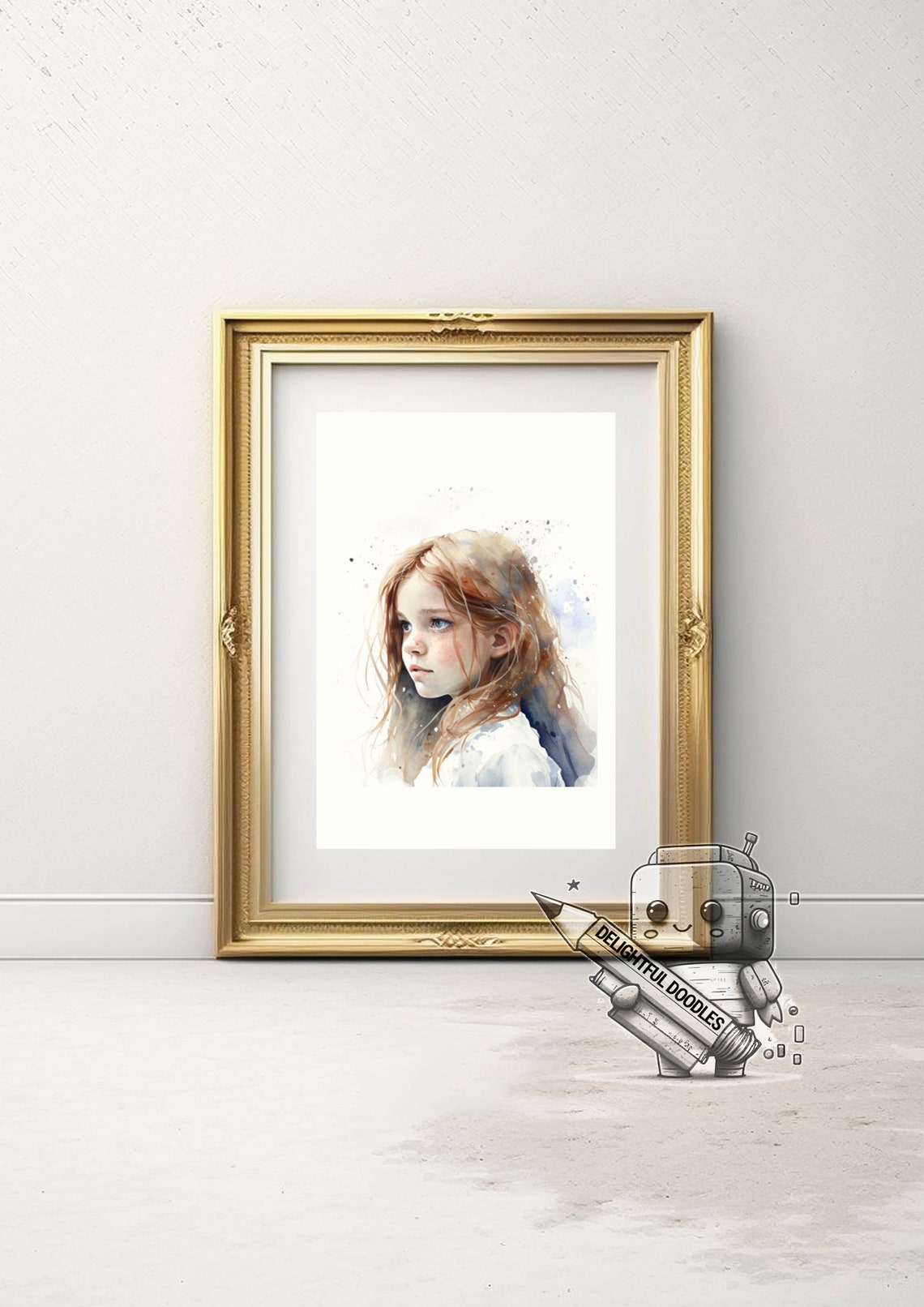 A4 Vintage Gold Frame Mockup, Simple Gold Frame Mockup, Vertical Frame ...