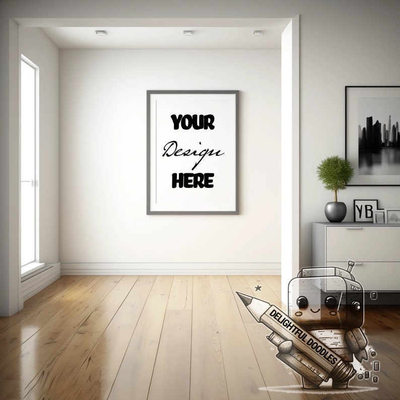 Single Frame on Wall, Modern Apartment, Contemporary, Wooden Floor ...