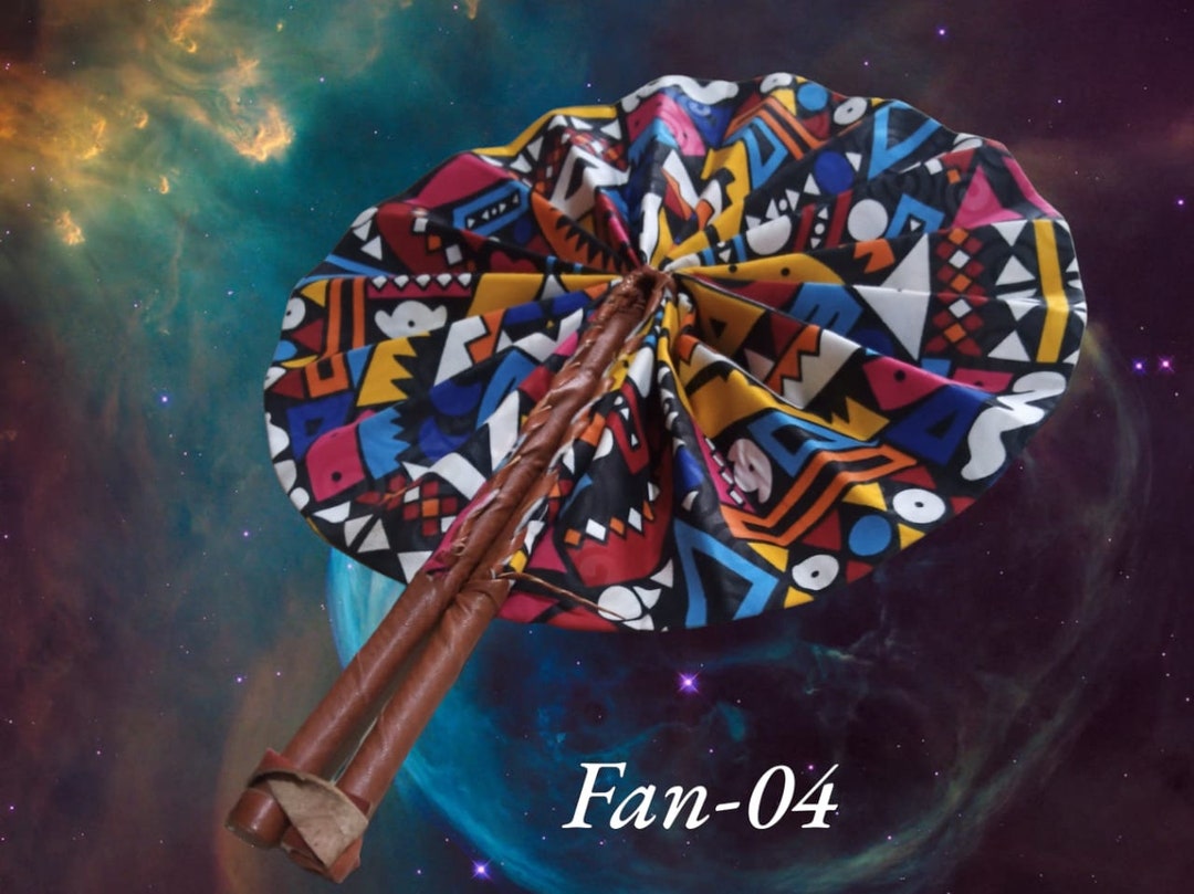 Colorfully Handcrafted Hand Fans Using Vibrant Kente Cloth, Ankara Fans ...