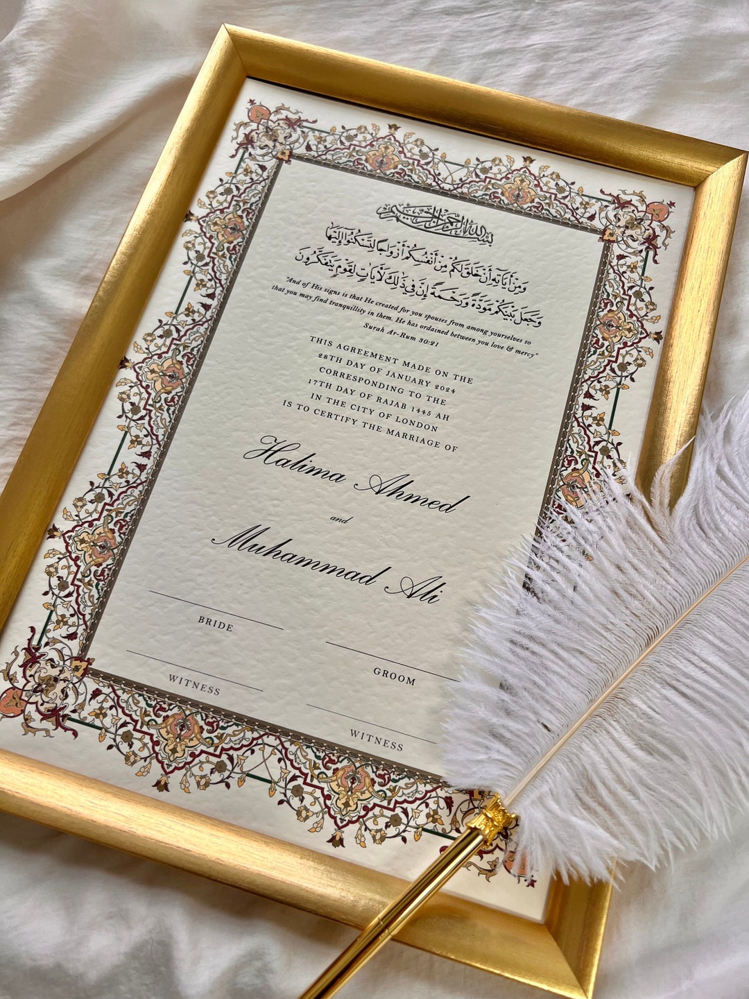 A3 Luxury Nikkah Certificate, Premium Islamic Wedding Contract, Nikah ...