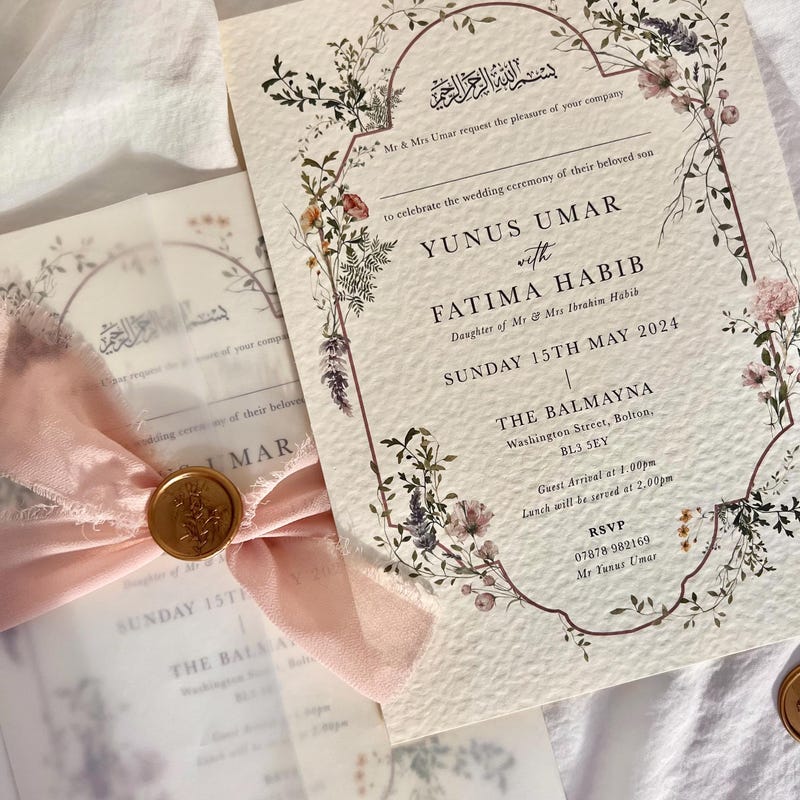 Arabic Wedding Invition - Etsy UK