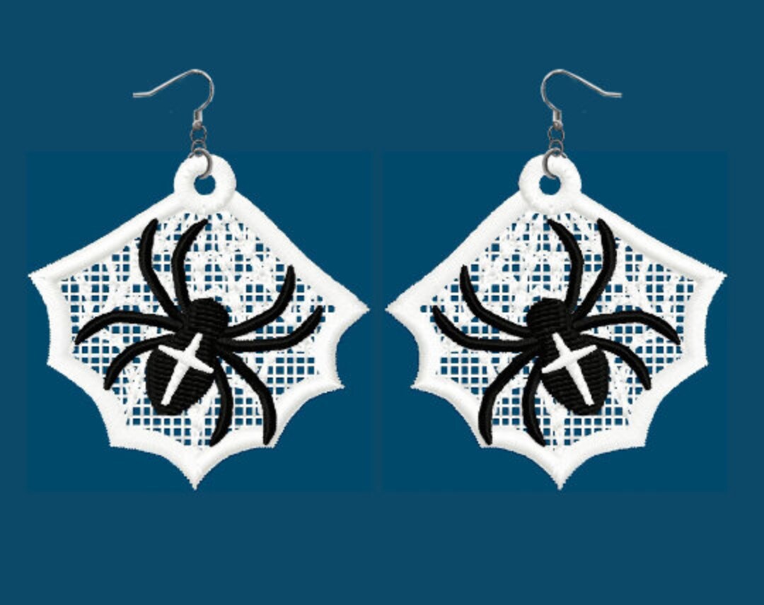 Spider Earrings Lace 4x4hoop FSL Machine Embroidery Digitization ...