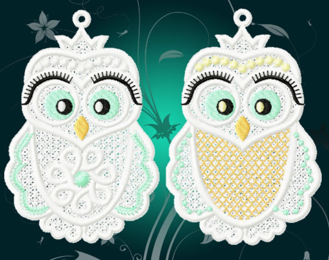 5 Sizes FSL Owls Embroidery Design, 2 Designs Ith, Lace,no.1265/insdo ...