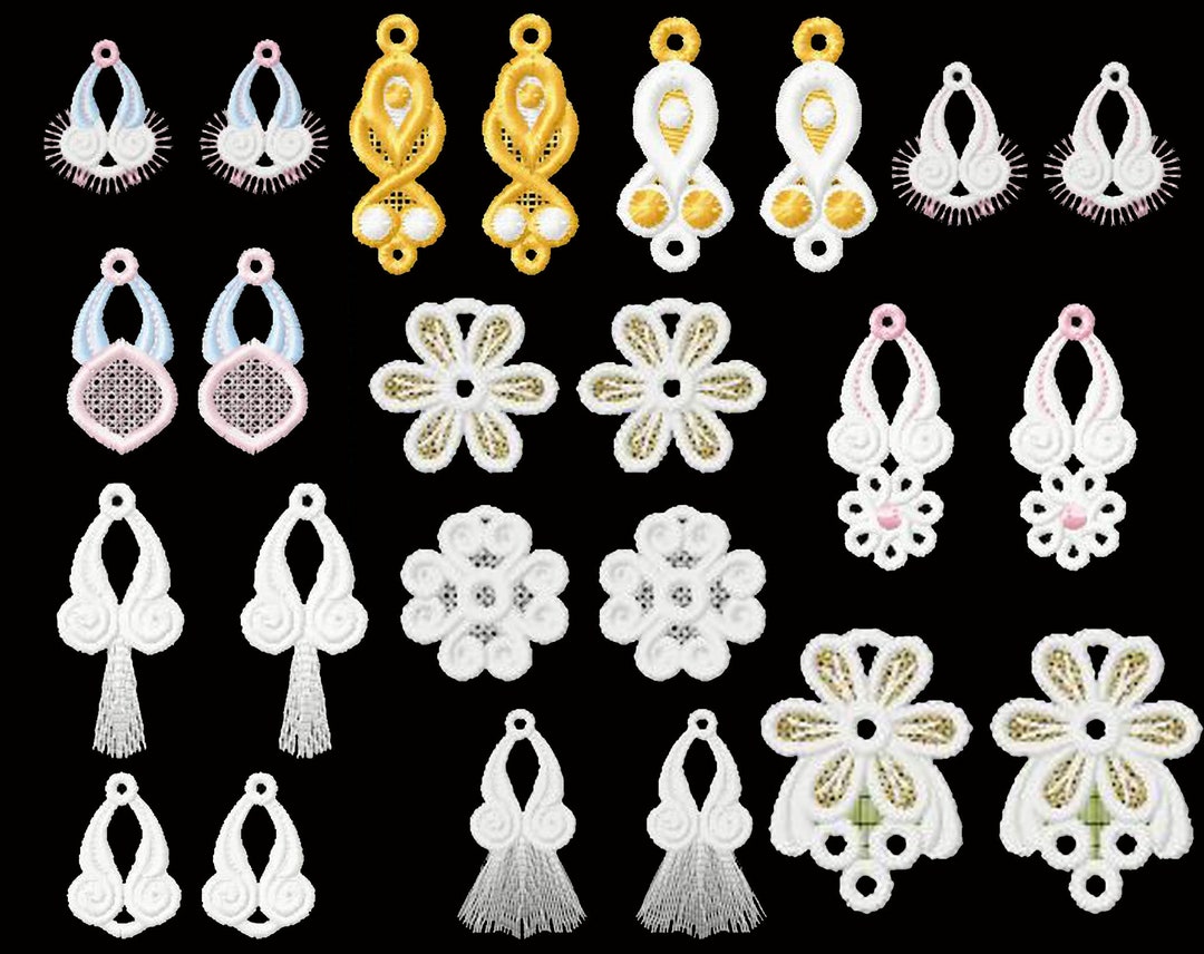 FSL Set Earrings Set 10 Lace Fsl Designs 4x4hoop Embroidery File ...