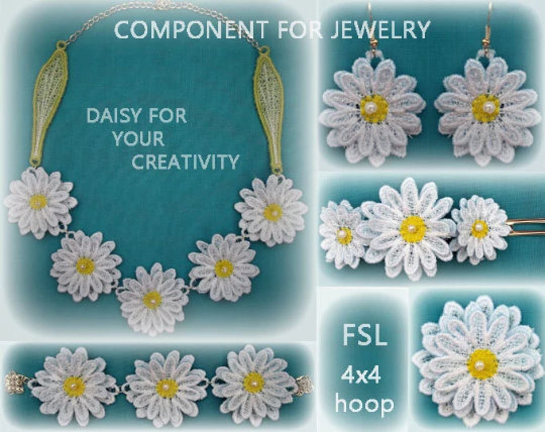 Lace, Daisy, Lace3d, Sunflower, Components, FSL, 4x4hoop, Necklace ...