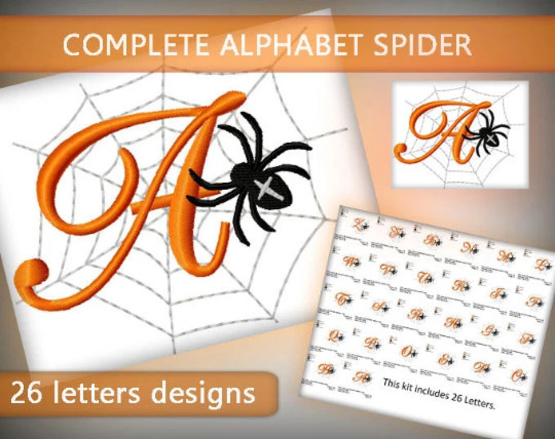 Alphabet Spider Complete No.21 Letters 4x4hoop Machine Embroidery ...