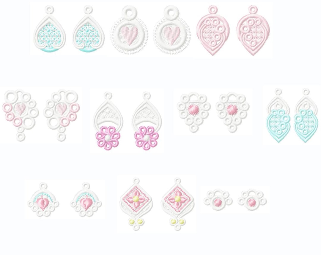 FSL Earrings - Set 10 Original Designs - Romantic - Free Standing Lace ...