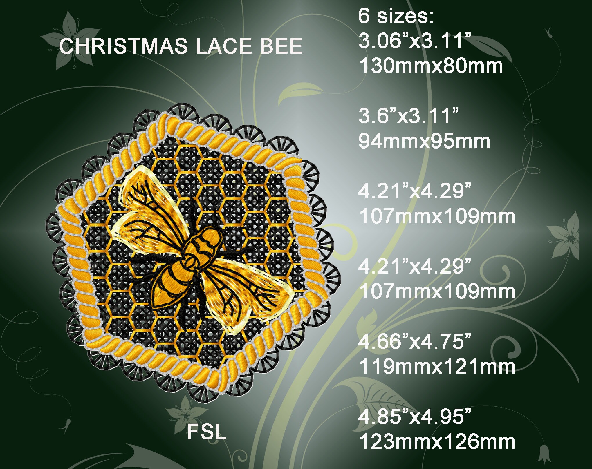 FSL Bee Lace 6 Sizes Embroidery Design 1 Design - Etsy