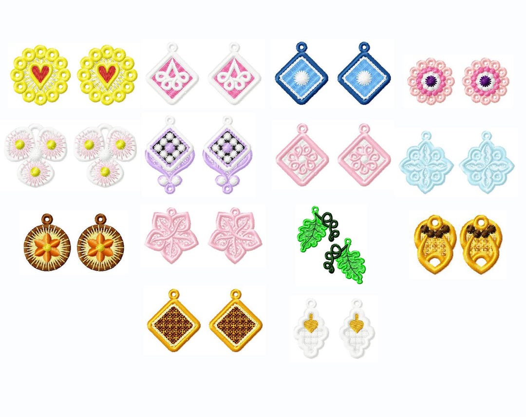 FSL – 14 Earrings – 4x4hoop – Ith– Tassels - Machine Design ...