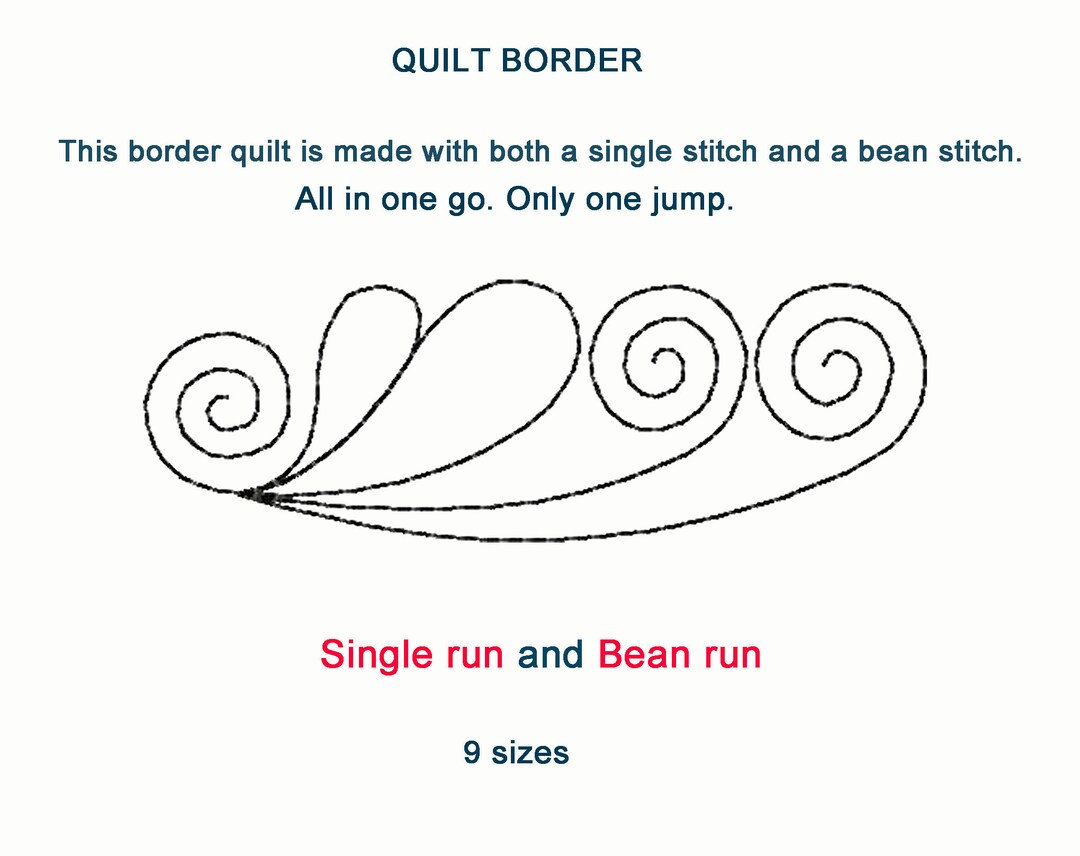 Border Quilt, Single Run, Bean Run, Embroidery Design, Ith, 9 Sizes ...
