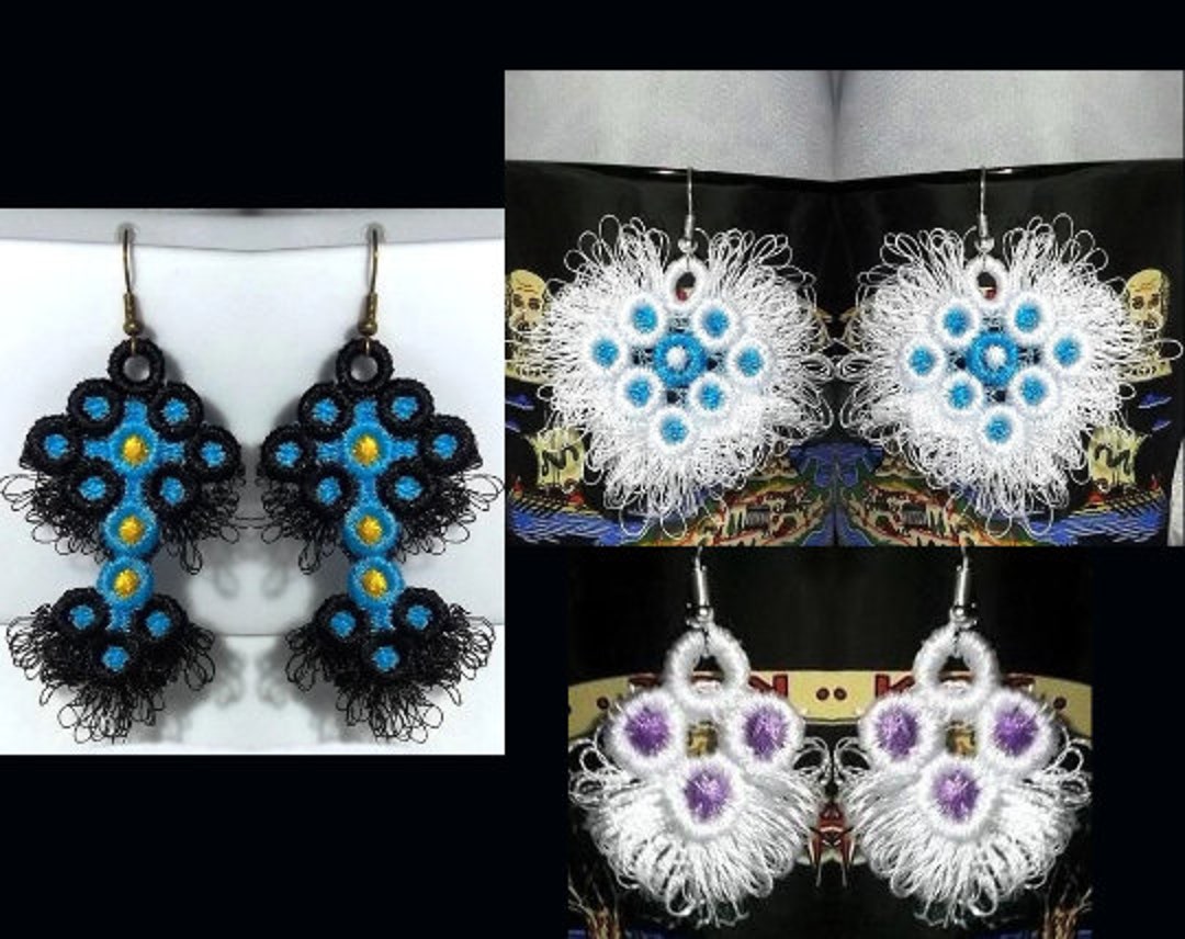 FSL Earrings 4x4hoop Ith Tassels Machine Design. 3 Designs Lace ...