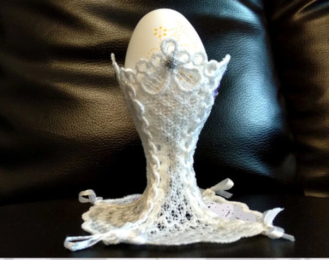 Cup for Egg, Freestanding, Lace Lavender 3d, FSL, Ith, 5x7hoop, Machine ...