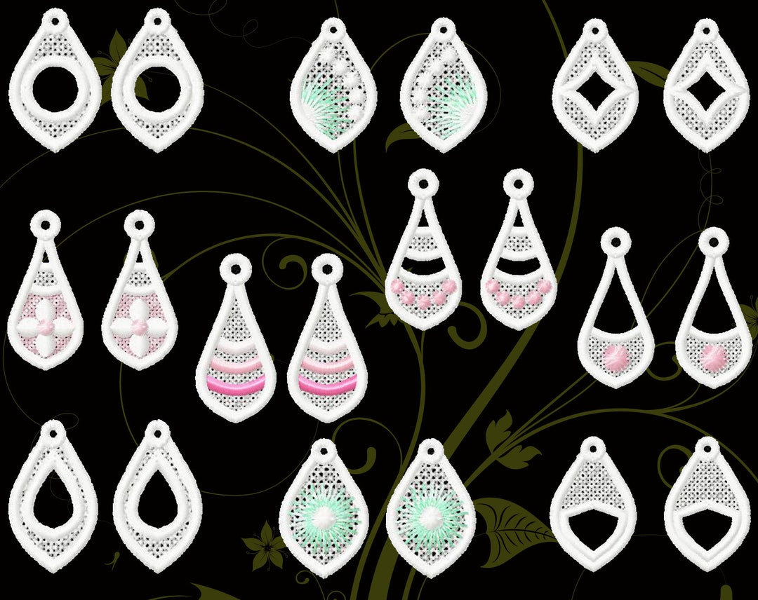 FSL Set Earrings - Set 10 - Lace - Fsl Designs - 4x4hoop - Embroidery ...