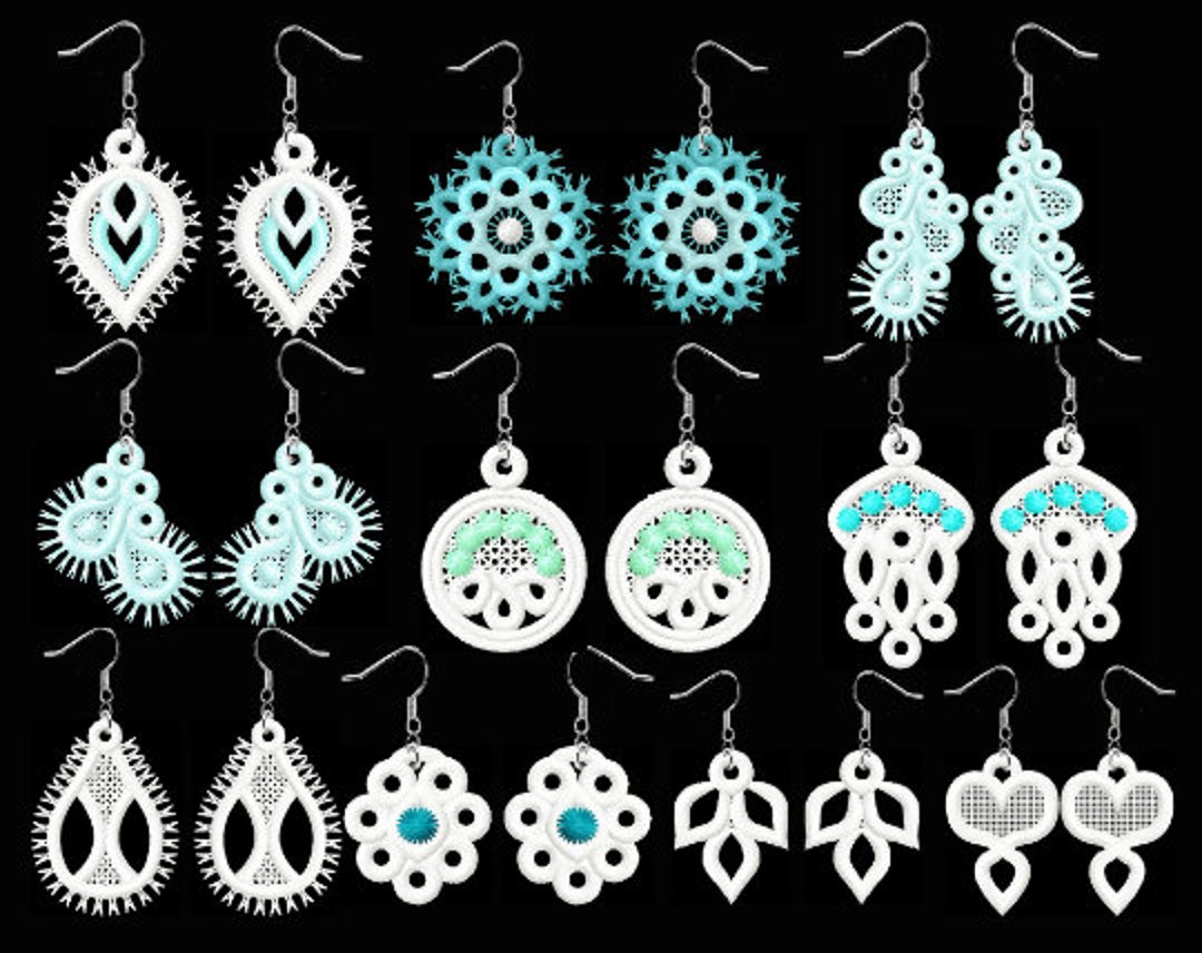 Set Fsl Earrings, Embroidery - 10designs - Earrings - Lace - No.1142 ...