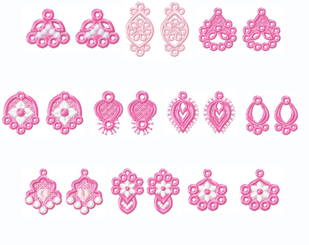 Earrings Fsl - Set 10 Original Designs - Romantic - Free Standing Lace ...