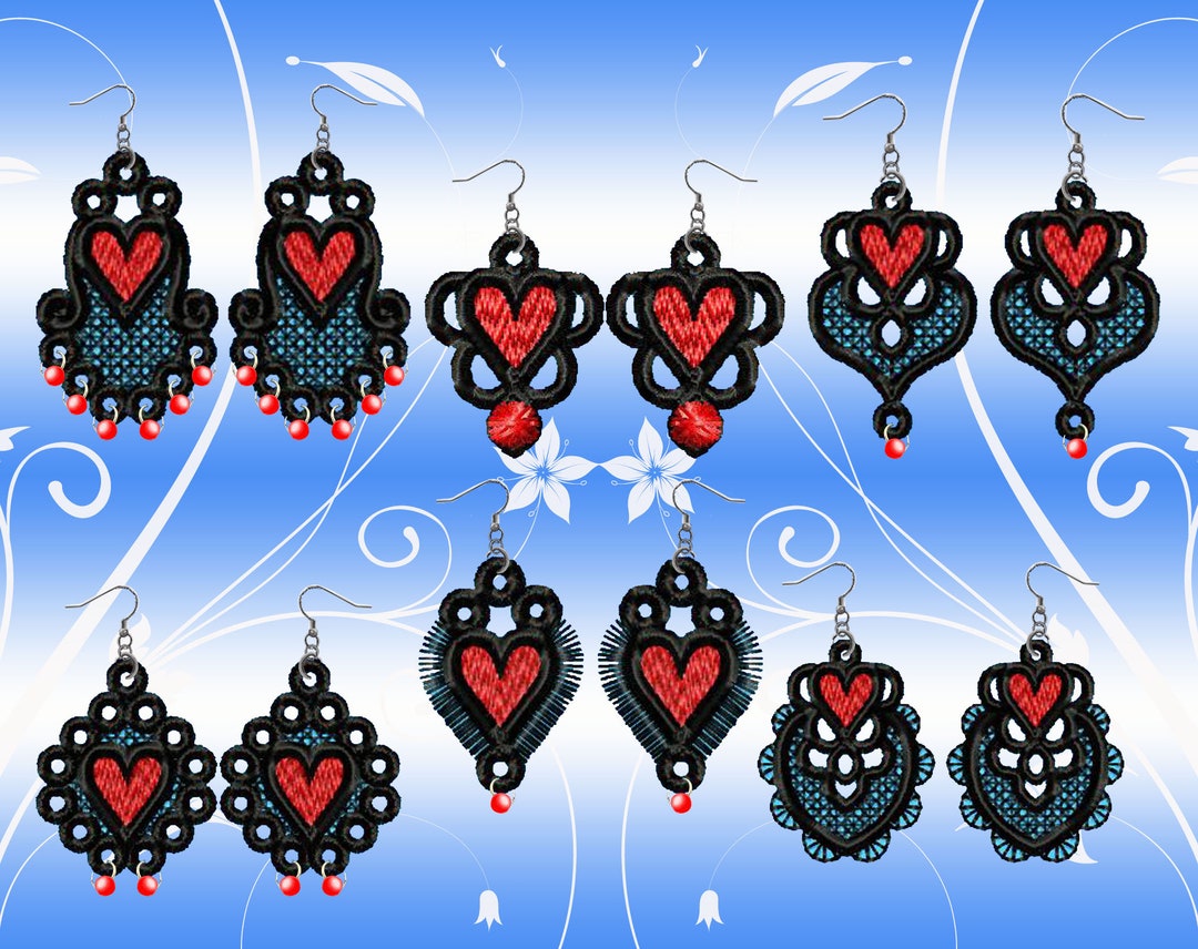 FSL - Lace Earrings Designs Ith - 6 Designs - 2 Size. Fits in a 4x4 ...