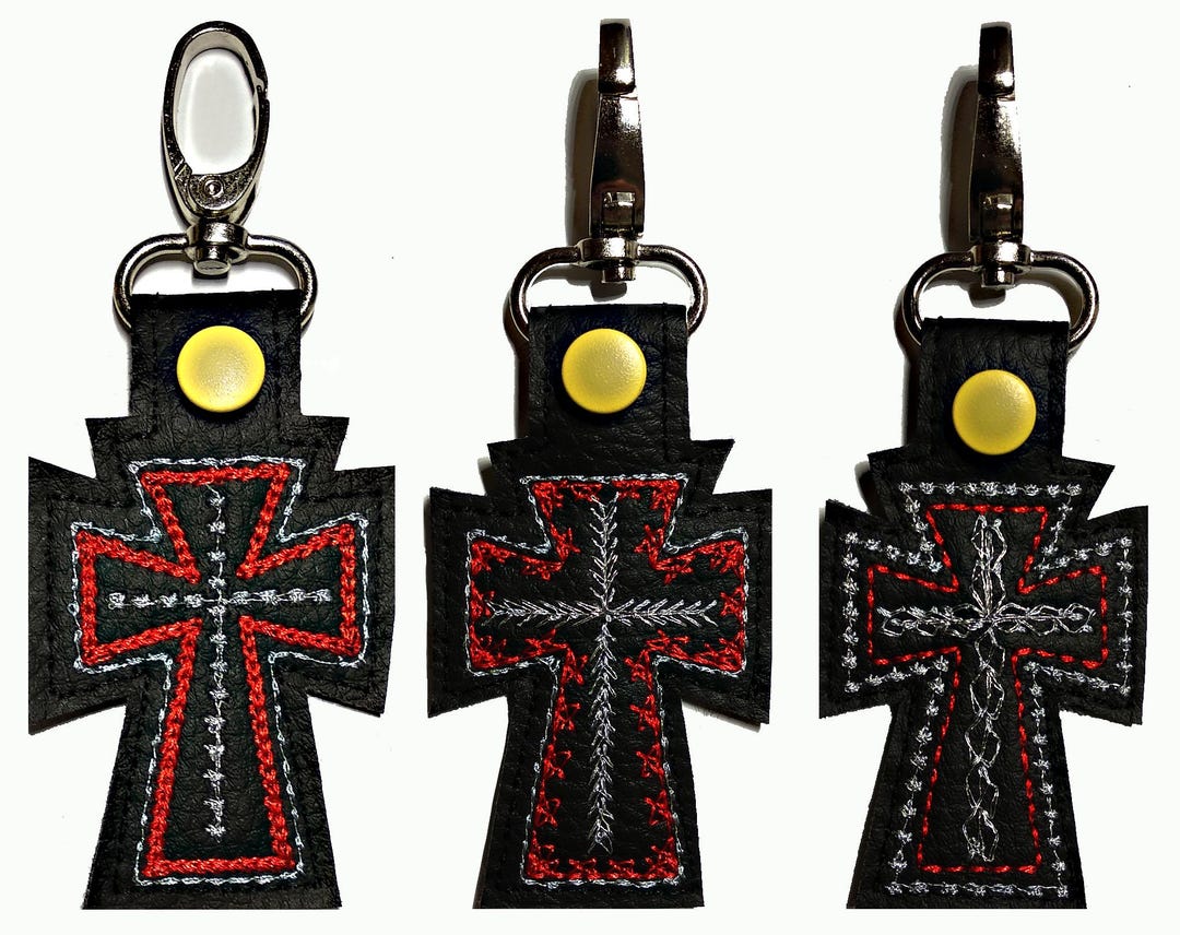 Cross, Key Fob Snap Tab, Machine Embroidery Designs, ITH Project, Cross ...