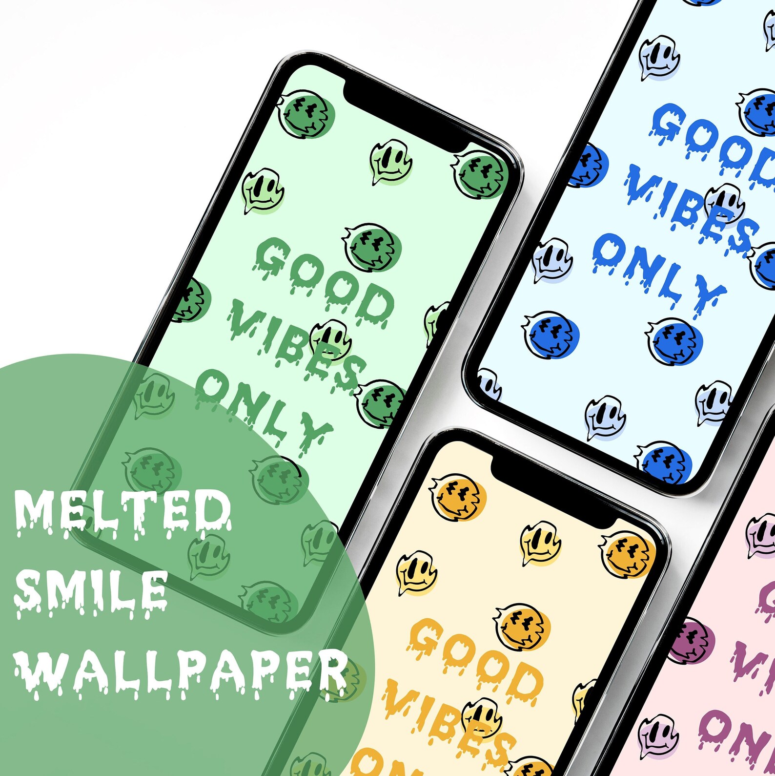 Melted Smiley Face Phone Background, Colorful Melted Face Wallpaper - Etsy