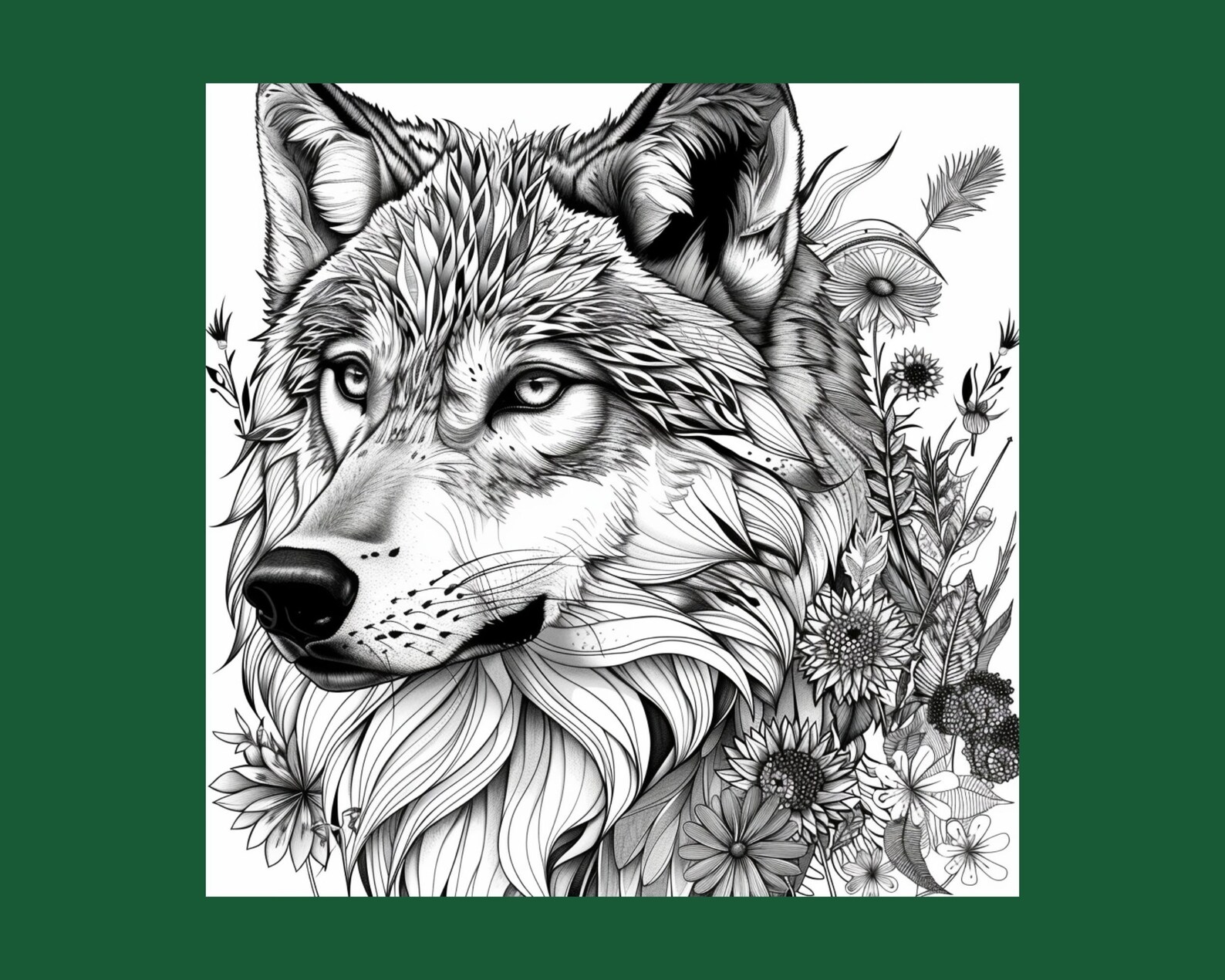Majestic Wolf Coloring Pages - Instant Download - US Letter & A4 Sizes ...