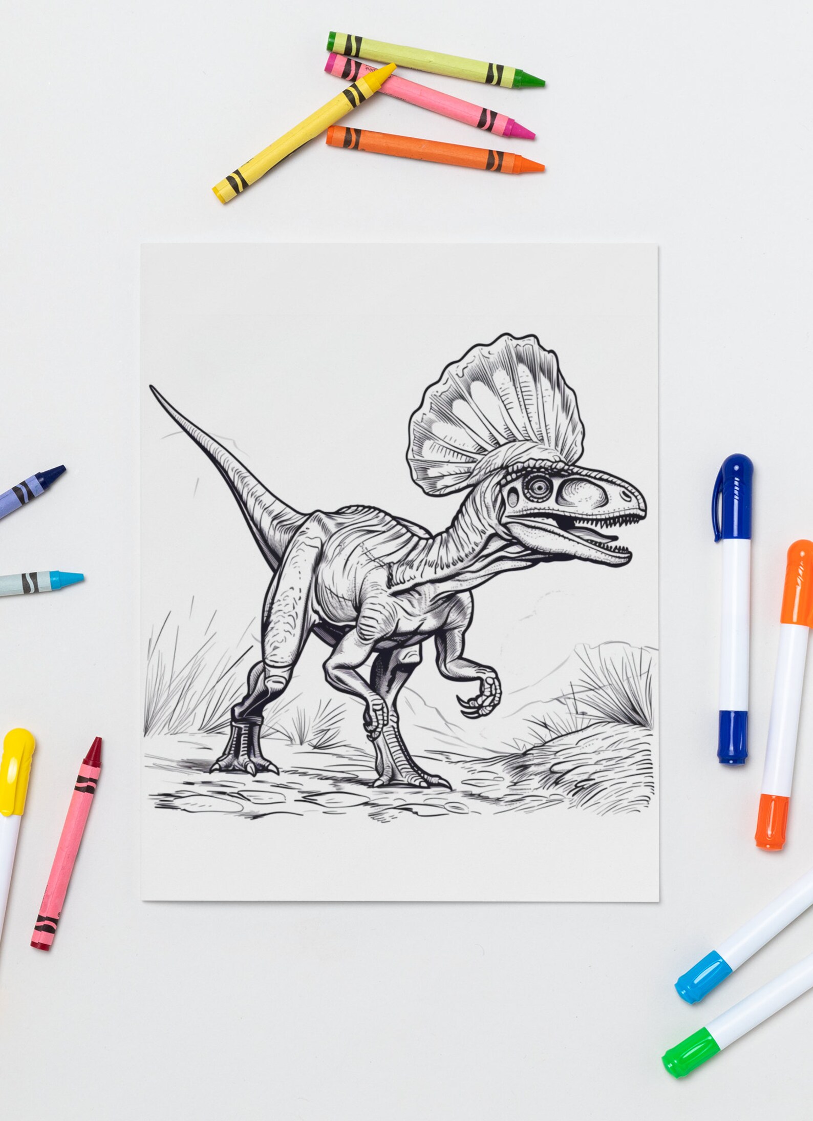 Dilophosaurus Coloring Pages - Printable Dinosaur Art, Digital Download ...