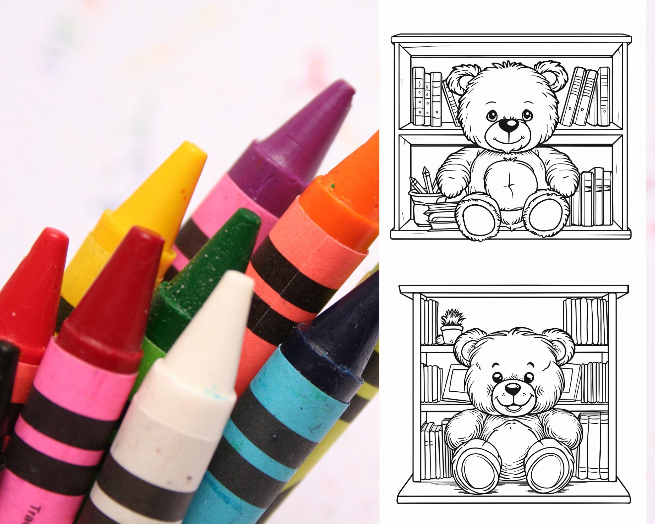 Adorable Teddy Bear Coloring Pages for Kids - Digital Download, Fun and ...