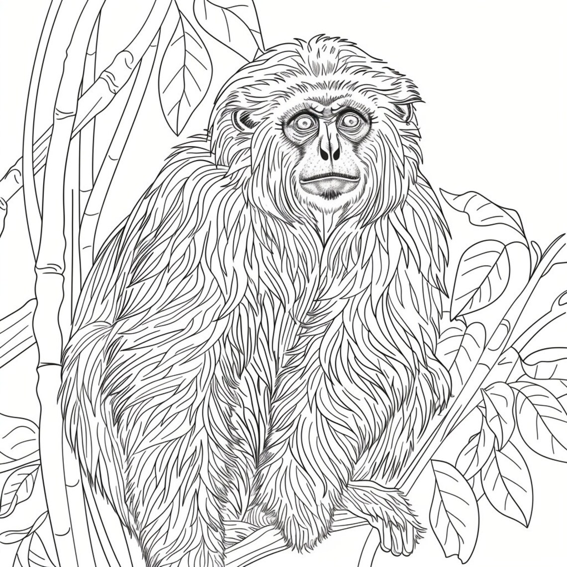 Gibbon Coloring Pages: Detailed Wildlife Art (printable PDF) - Etsy